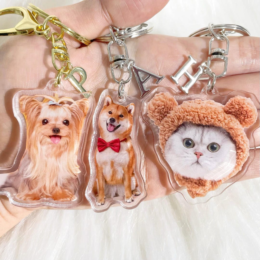 Custom Pet Keychain, Personalized Pet Photo Keychain, Pet Loss Gift ...