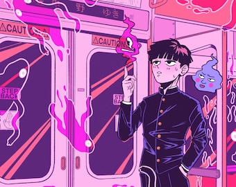 Holographic Anime Psychic Boy Art Print 8.5x11 - Etsy