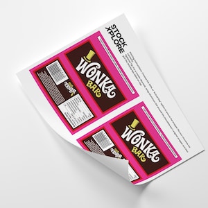 Wonka Chocolate Bar Label Digital PDF for Hershey's 1.55oz DIY Wrapper ...