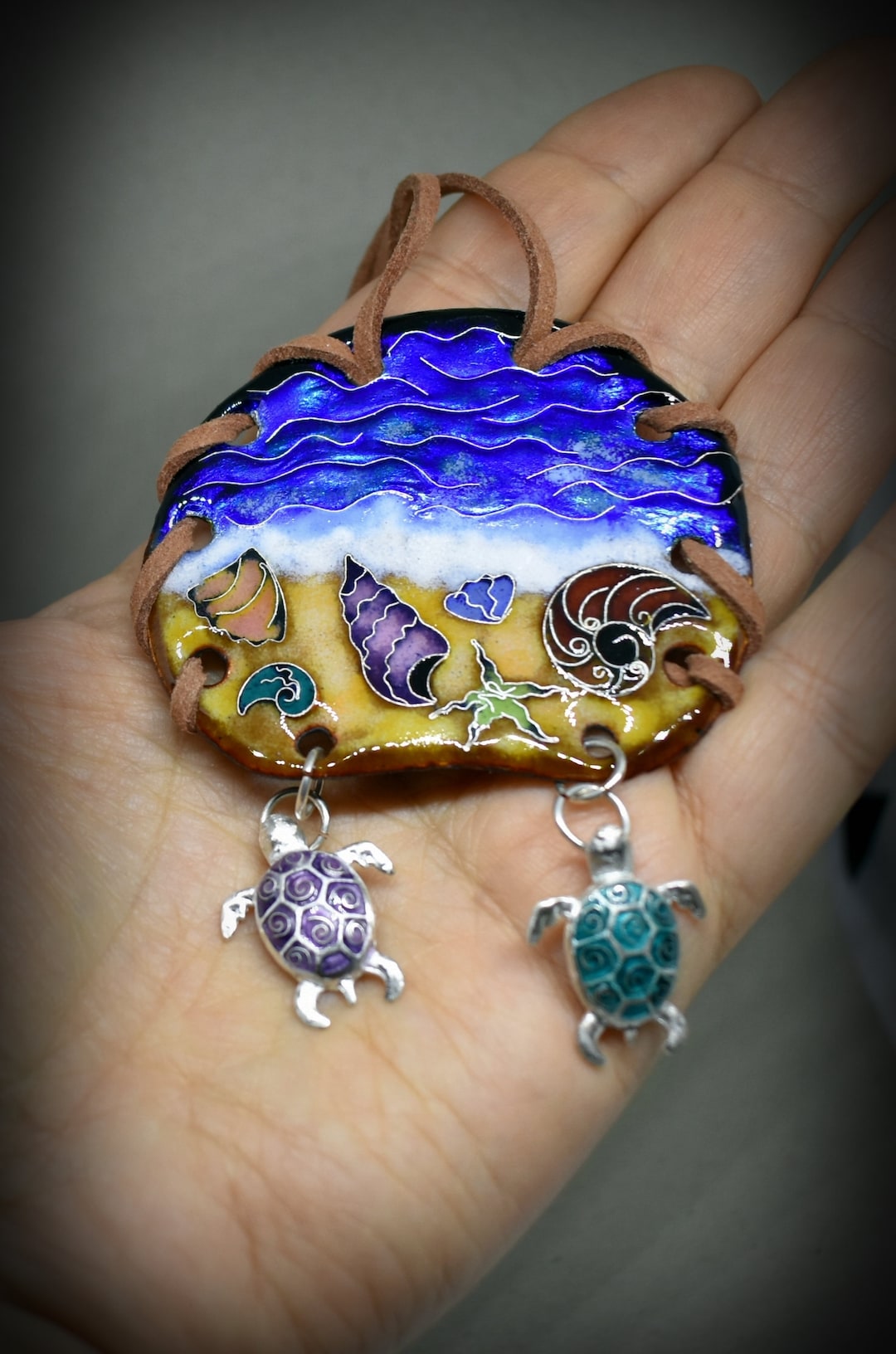 Cloisonné Enamel Sea Shells and Turtles - Etsy