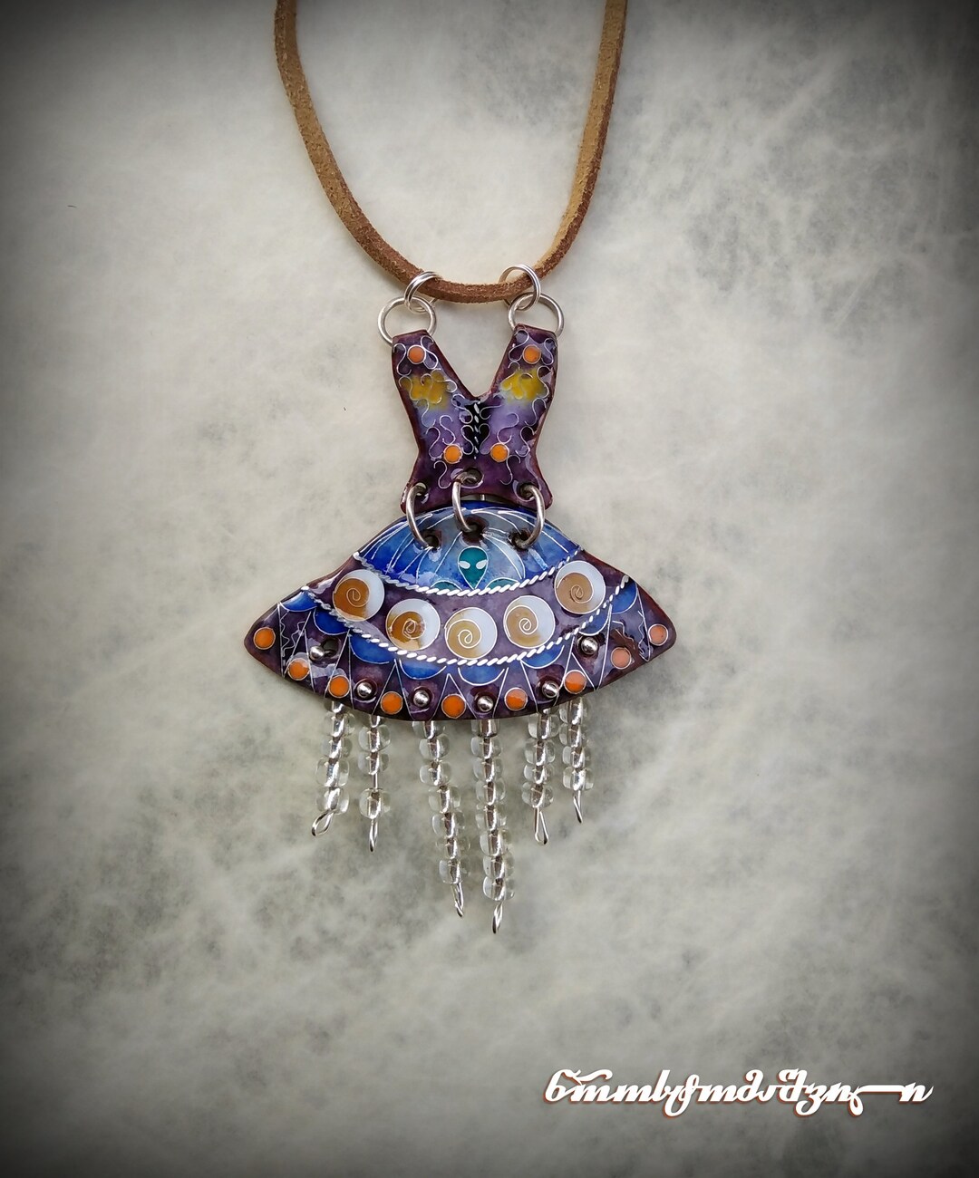 Alien Ufo Fashion Dress - Cloisonné Enamel Pendant - Etsy
