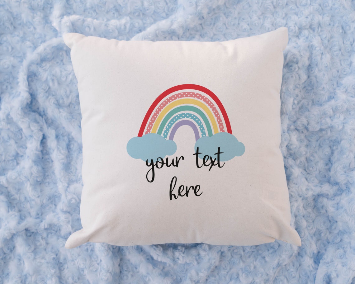 Rainbow Cushion Cover Personalised Custom Text Cushion - Etsy UK