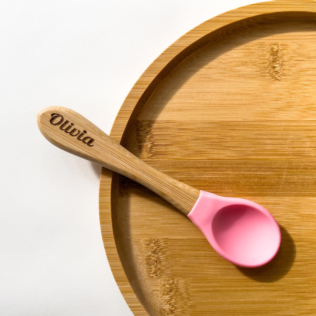 Personalised Bamboo Weaning Spoon | Wooden Spoon for Babies and ...