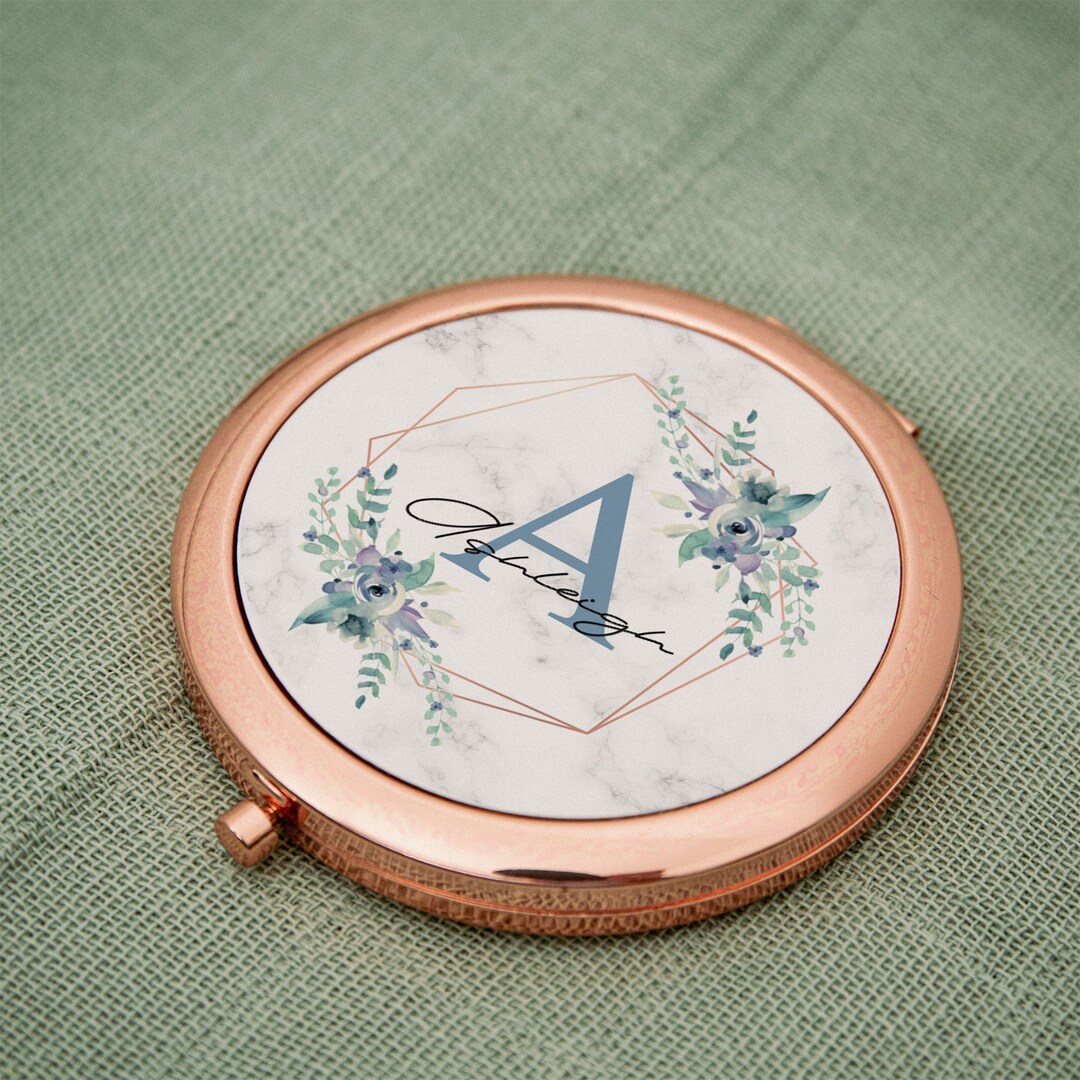 Personalised Mirror With Initial and Name | Compact Mirror | Rose Gold ...