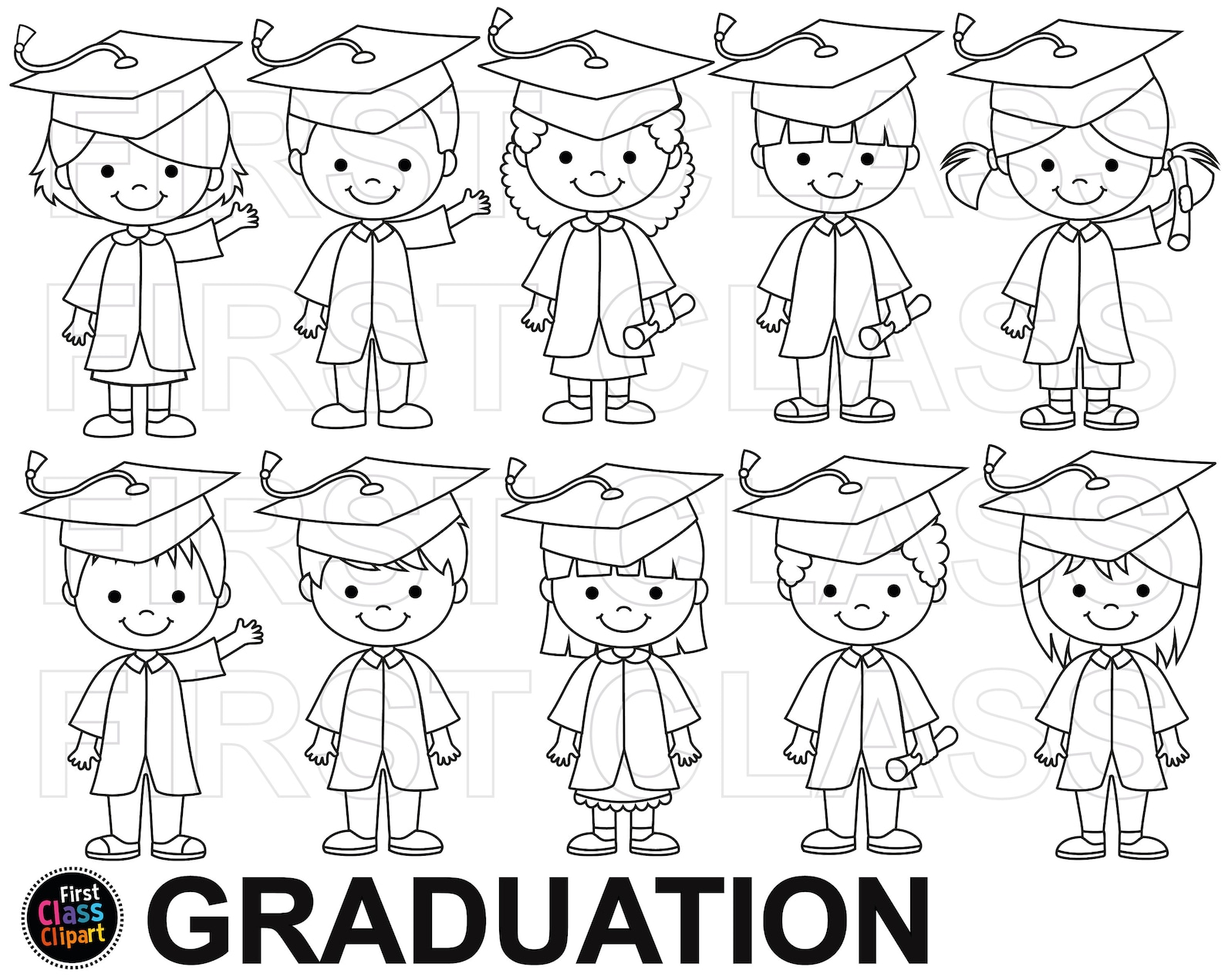 Graduation Clipart, Graduation Clip Art, Graduation Kids, Graduating ...