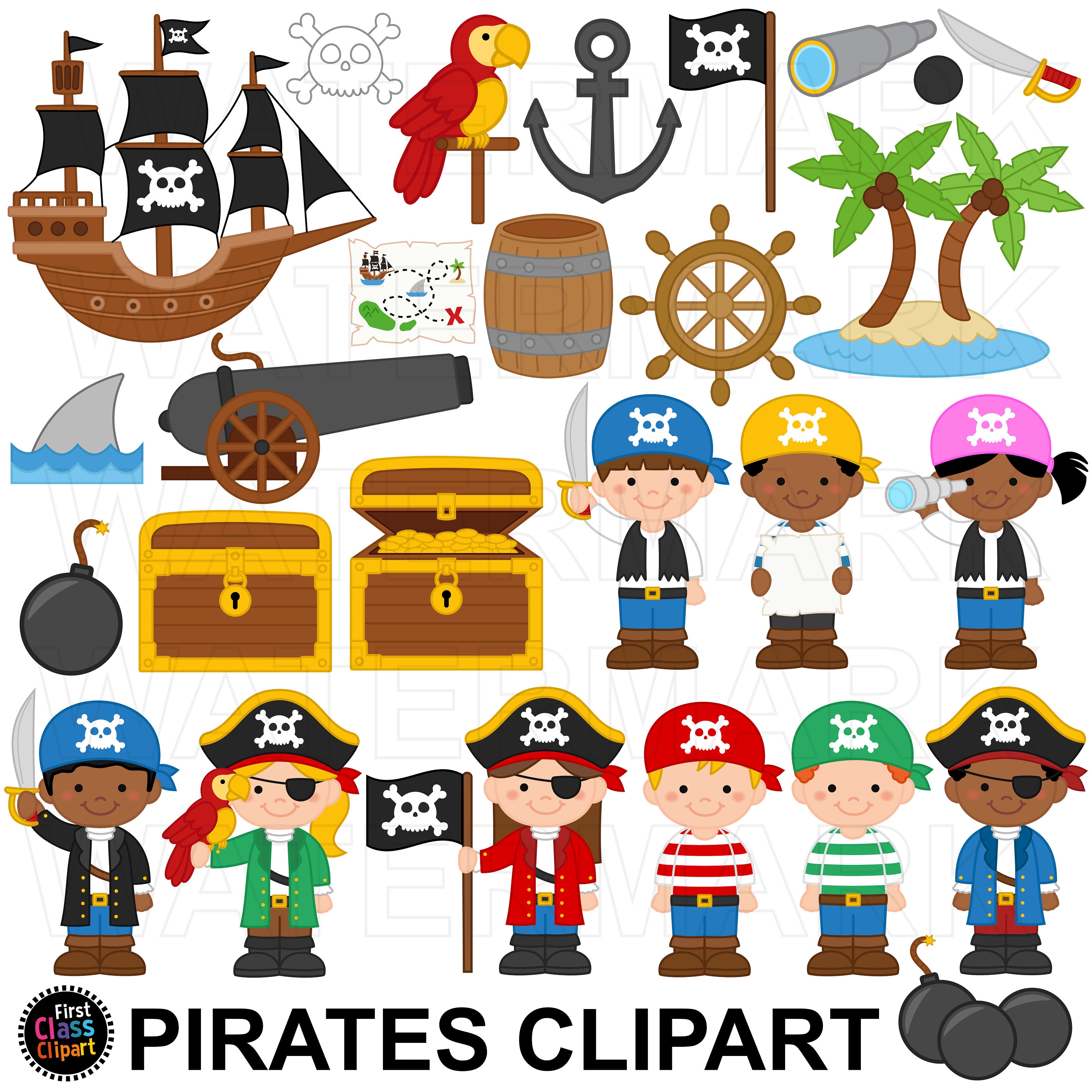 Pirate Clip Art, Pirates Clipart, Pirate Ship SVG, Pirate Png, Small ...
