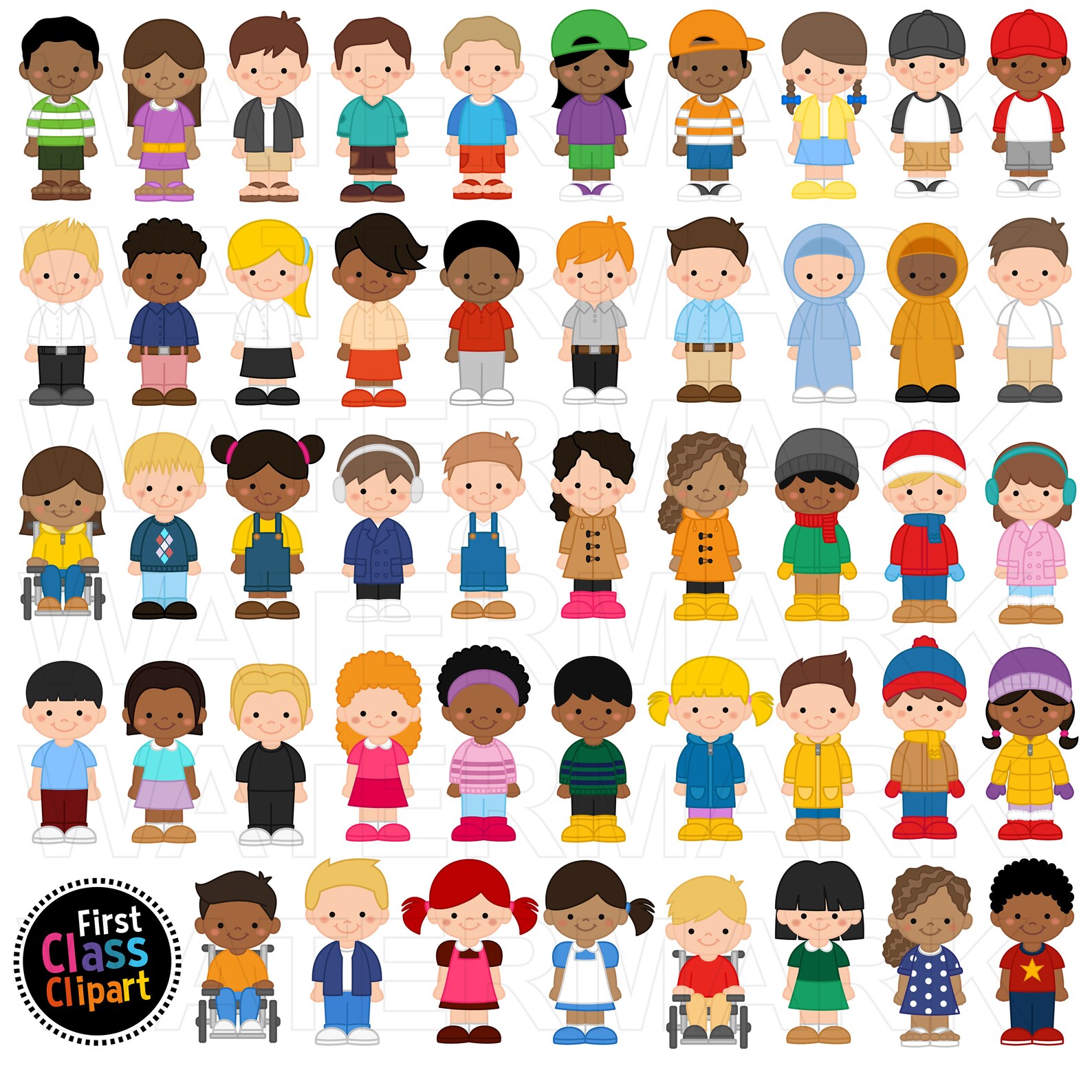 Children Clipart, Kids Clipart, Spring, Summer, Autumn, Winter, Small ...