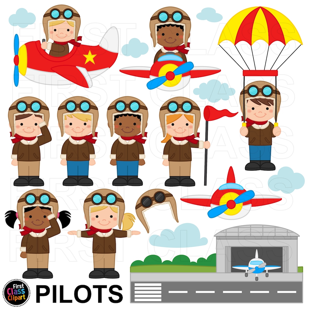 Airplane Pilot Clipart, Pilot Boy, Pilot Girl Characters, Aviator ...