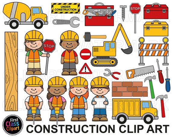 Construction Clipart Builder Hammer Screwdriver Lorry - Etsy