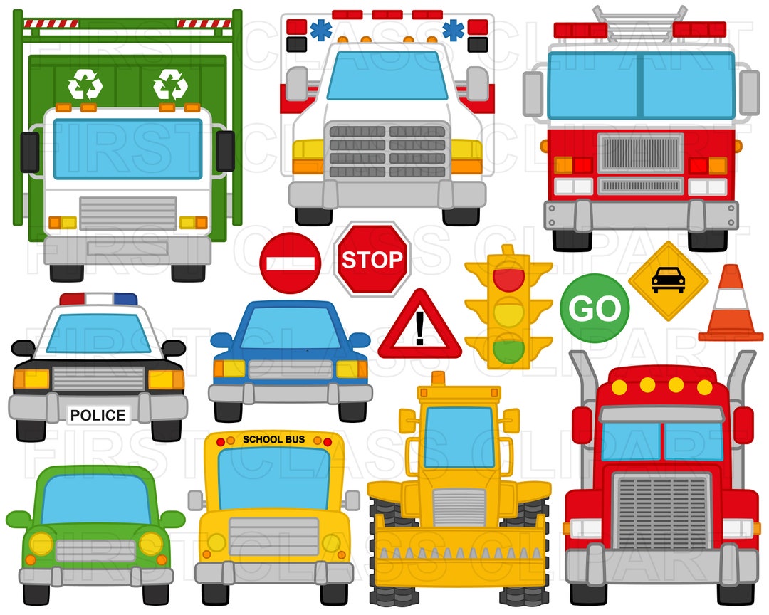 Transportation Clipart, Police, Truck, Fire Truck, Garbage Truck ...
