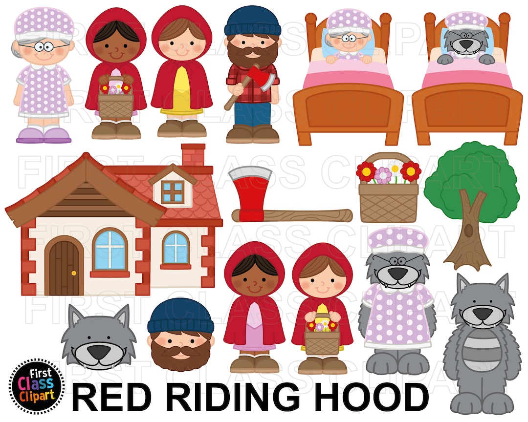 Little Red Riding Hood Clipart, Fairy Tales Clip Art, Wolf, Grandma ...