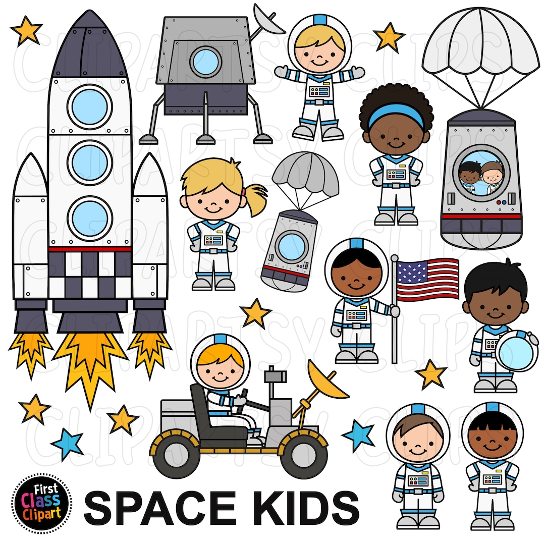 Space Clipart, Astronaut Kids Clipart, Rocket and Stars, Spaceship ...