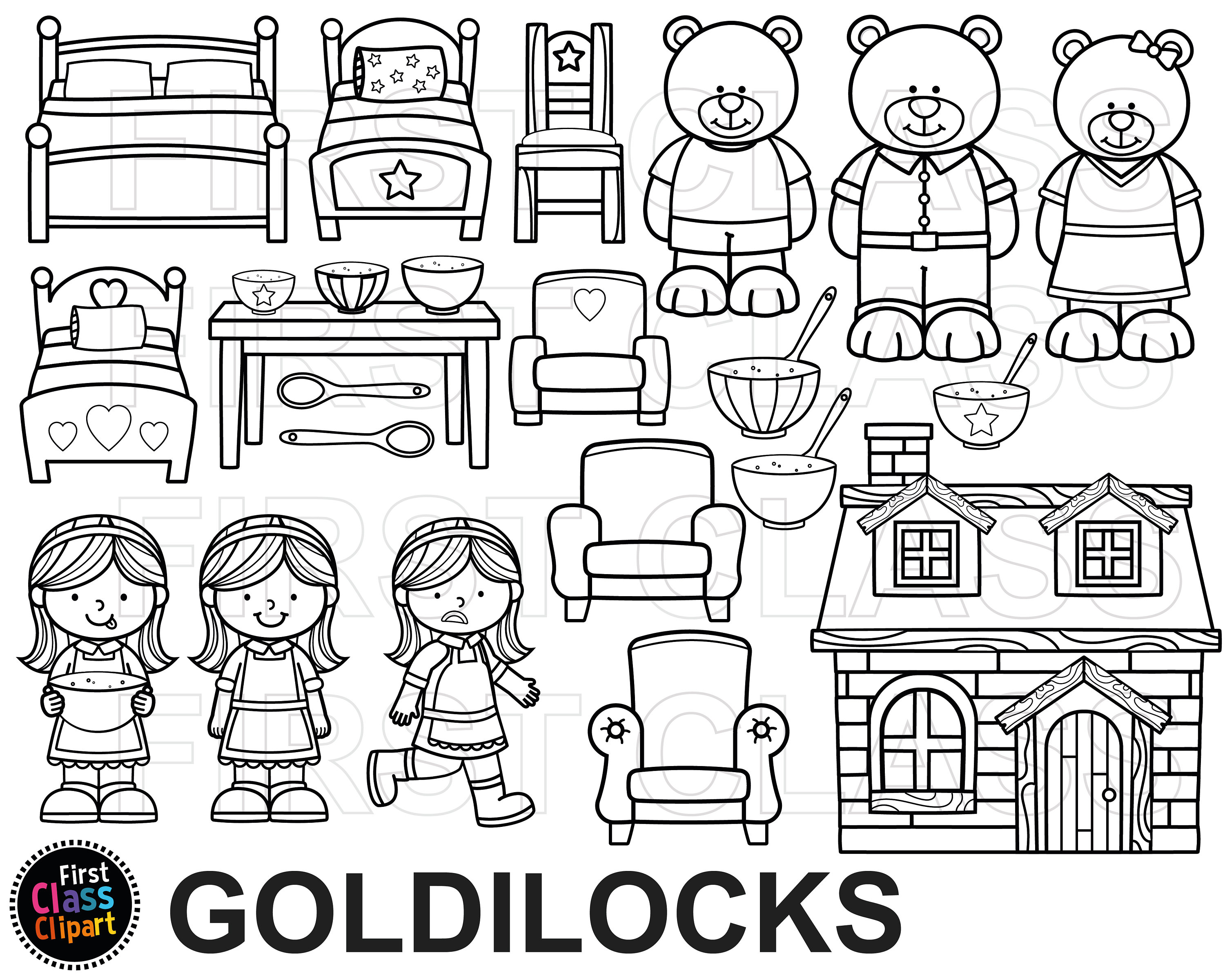 Goldilocks and the Three Bears Clipart, Bears Clipart, Goldilocks ...