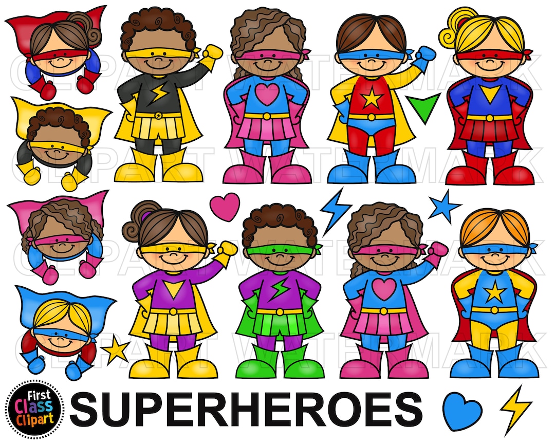 Superheroes Clipart, Super Hero Clip Art, Super Kids Clipart, High ...