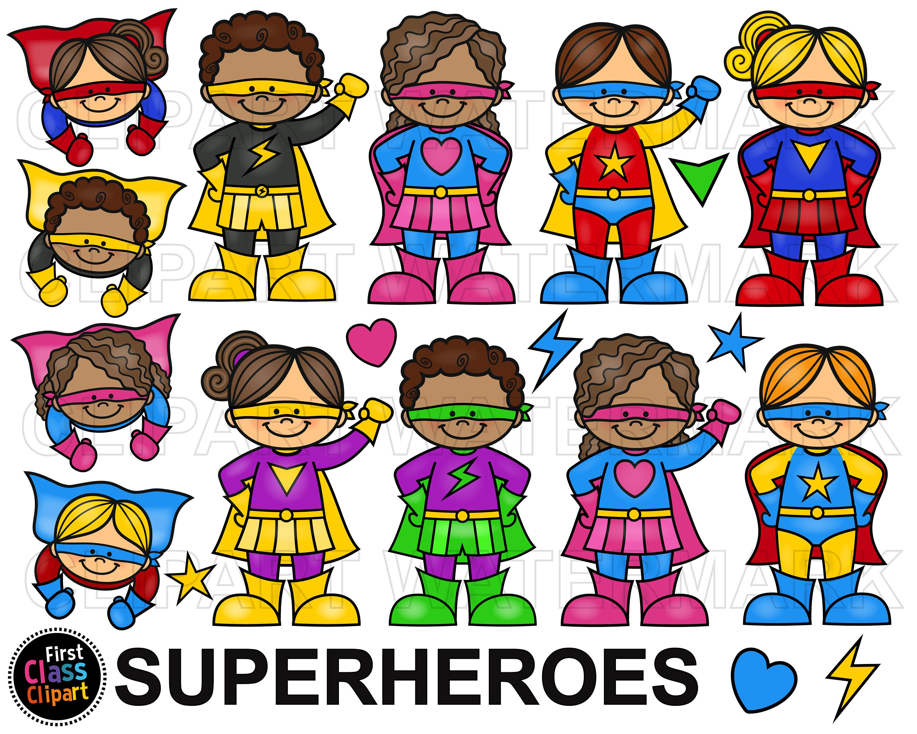 Superheroes Clipart, Super Hero Clip Art, Super Kids Clipart, High ...