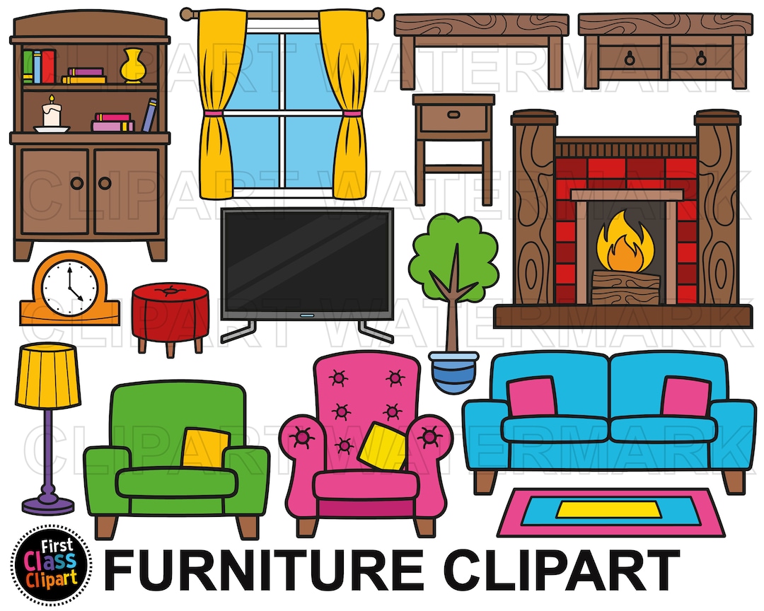 Living Room Furniture Clipart Premium Vector | Modern Furniture For