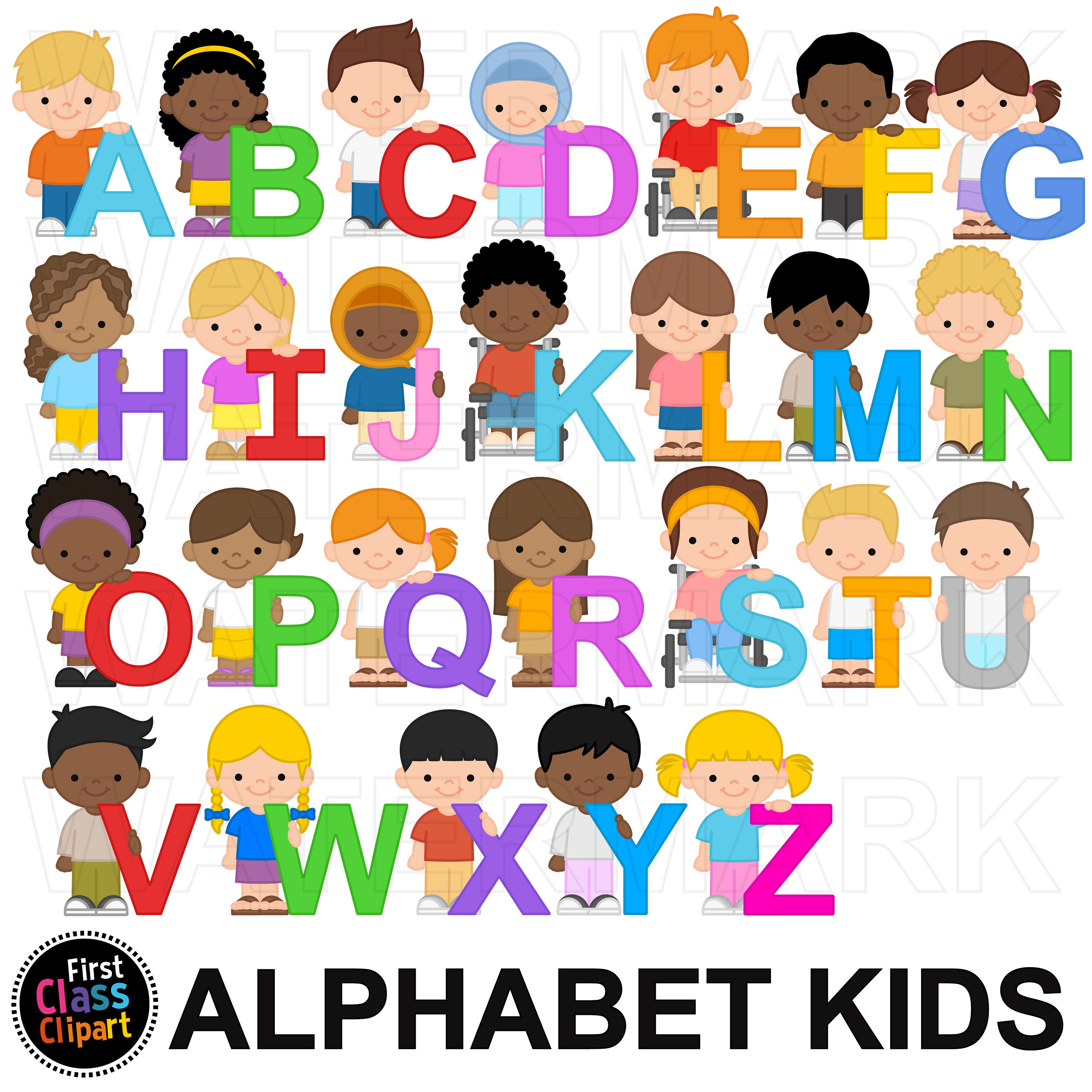 Alphabet Clipart, A-Z Clipart, Alphabet Children Clipart, Svg and Png ...