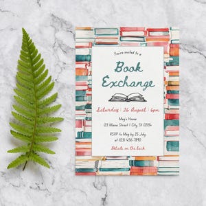 Editable Canva Invitation Template, Book Exchange Invite - Etsy