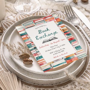 Editable Canva Invitation Template, Book Exchange Invite - Etsy