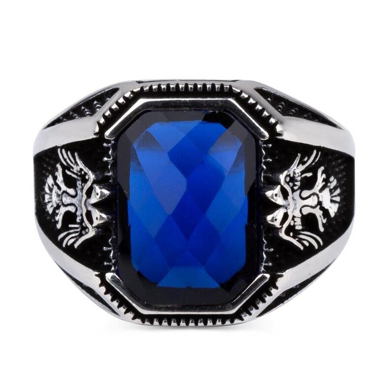 Seljuk the Great Double Headed Eagle Motif Red Onyx Stone Sterling ...