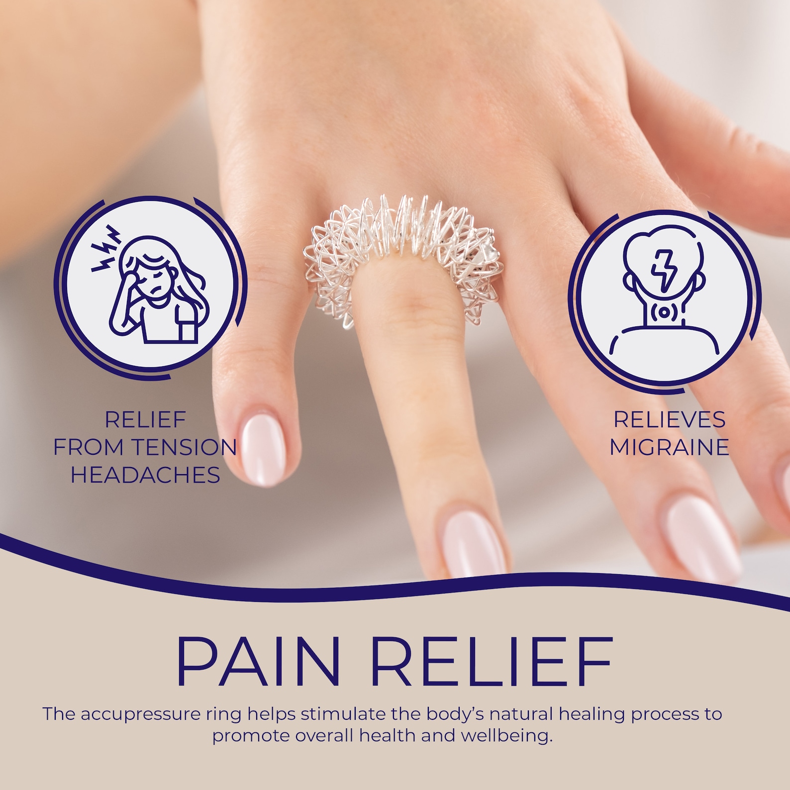 Silver Plated Acupressure Massage Ring: Anxiety & Stress Relief - Etsy