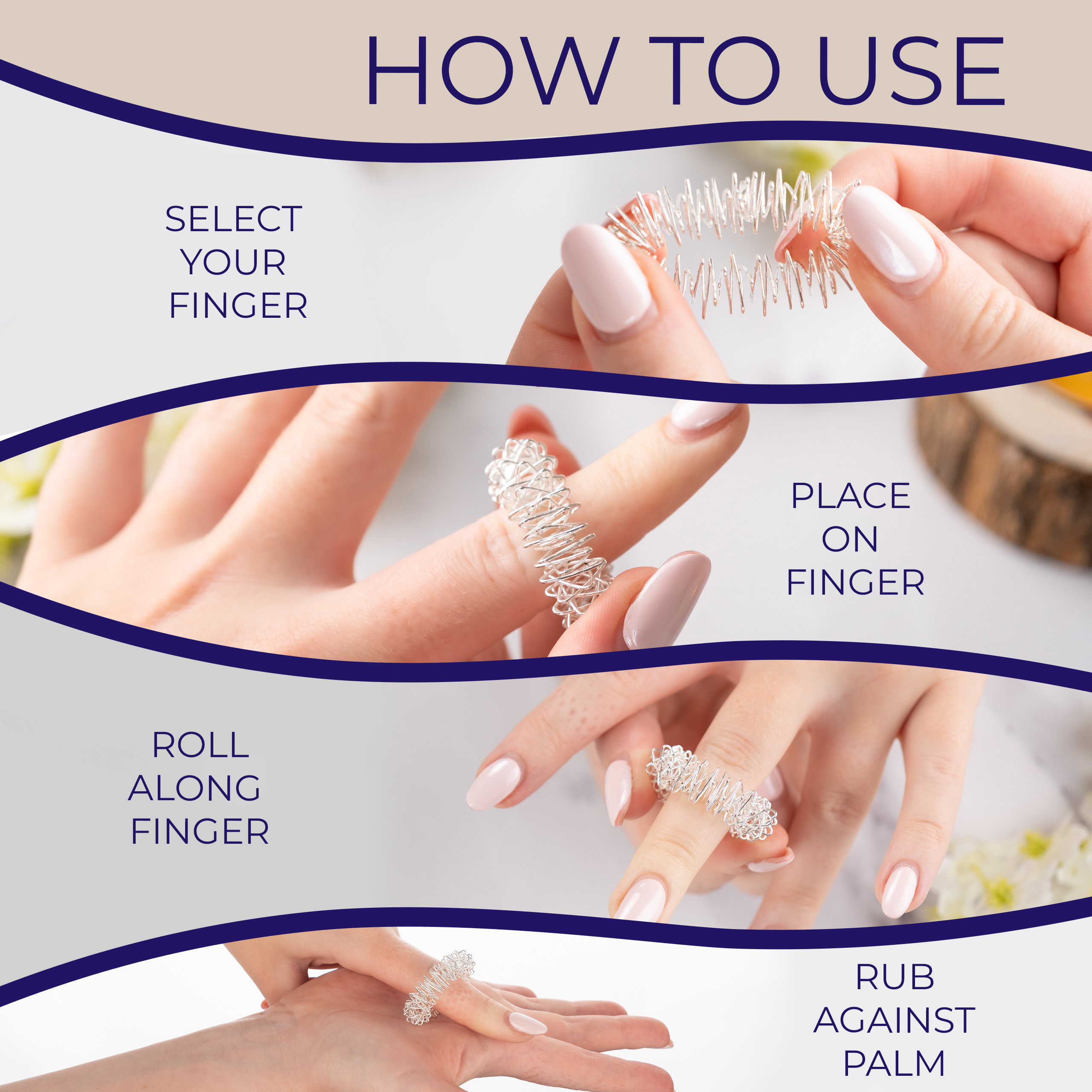 Silver Plated Acupressure Massage Ring: Anxiety & Stress Relief - Etsy