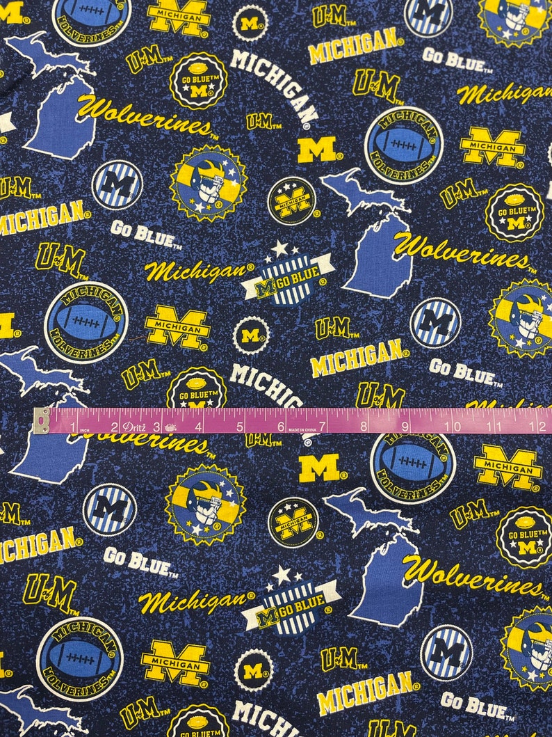 University of Michigan Wolverines Cotton Fabric by the Yard - Etsy