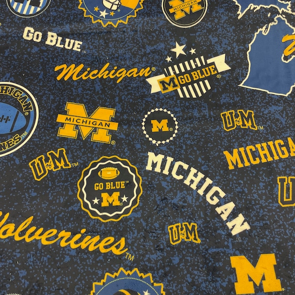 University of Michigan Quilting Fabric - Etsy