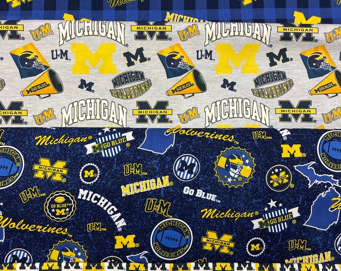 University of Michigan Wolverines Cotton Fabric by the Yard College ...
