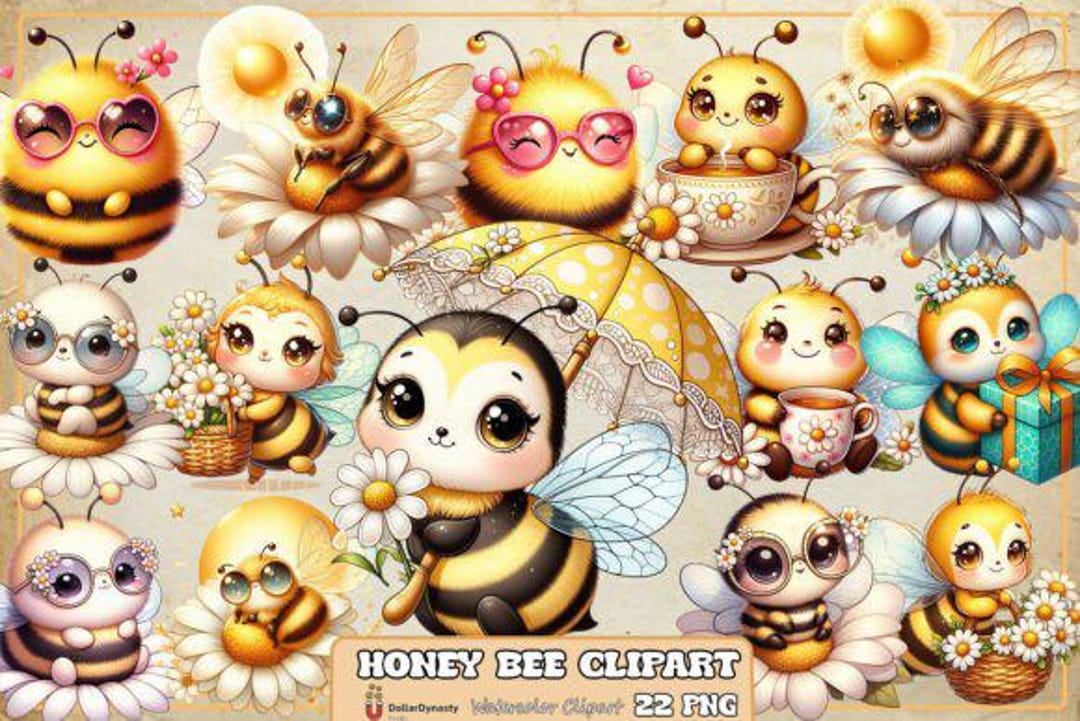 Honey Bee Watercolor Clipart Png Images - Etsy