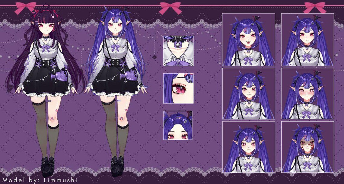 Live2d Full Body Vampire Vtuber Model Adoptable - Etsy