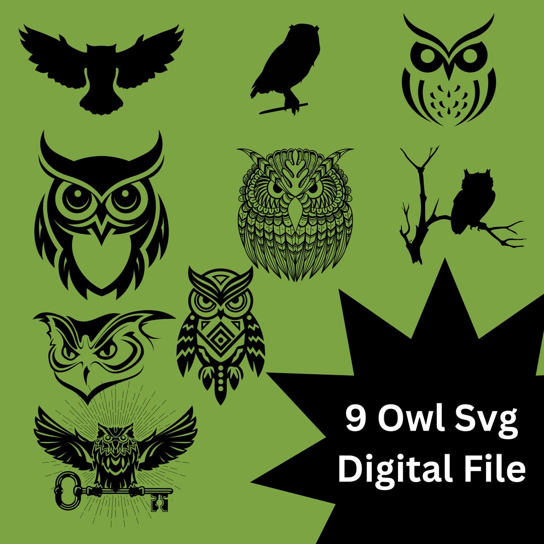 9 Owls SVG Files - Etsy