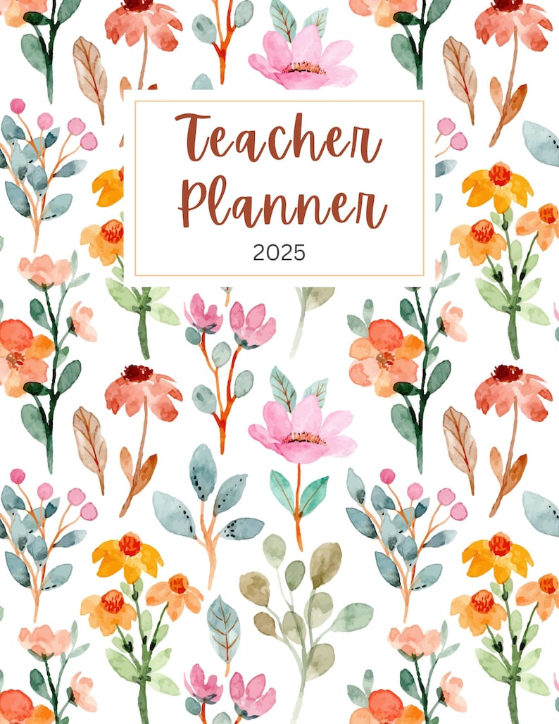Elegant Floral Teacher Planner - Etsy