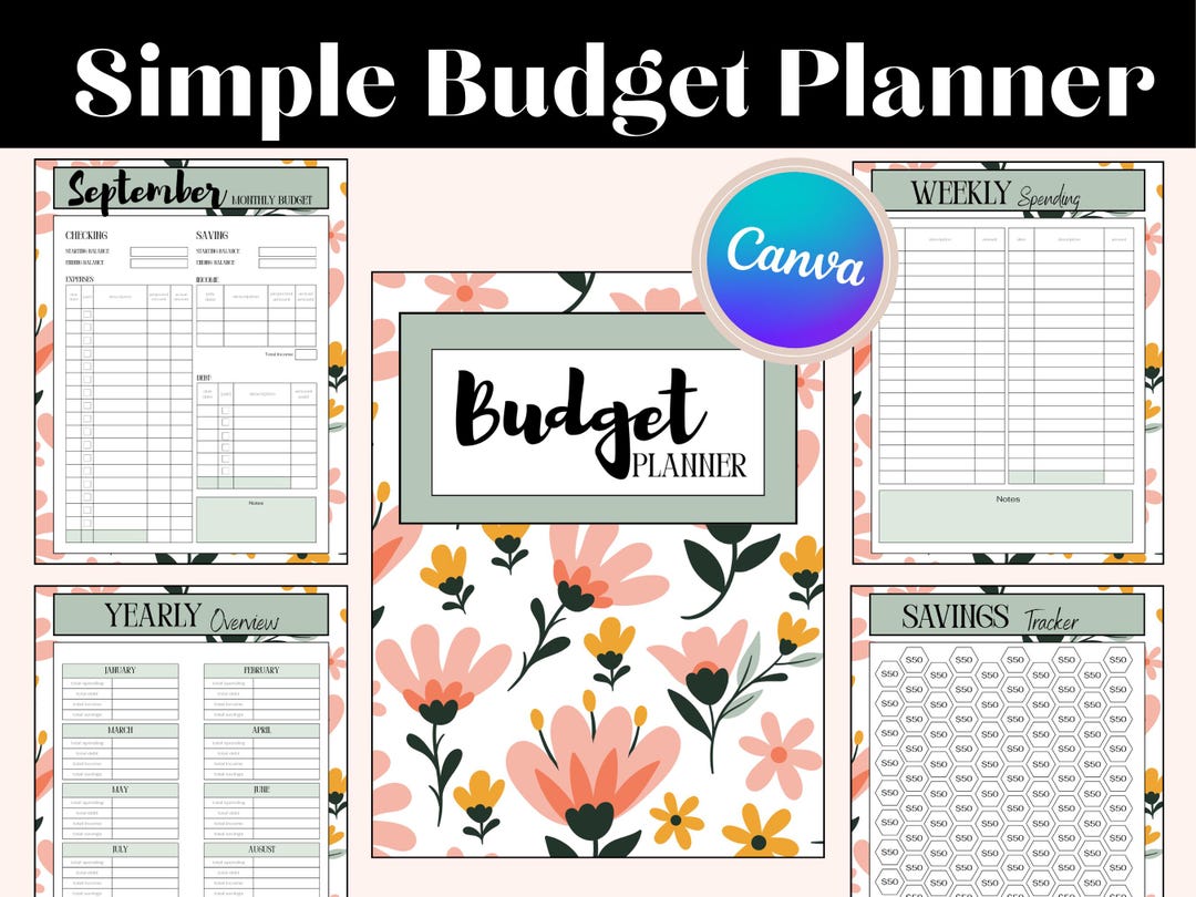 Floral Budget Planner Printable PDF | Monthly Budget, Savings Trackers ...