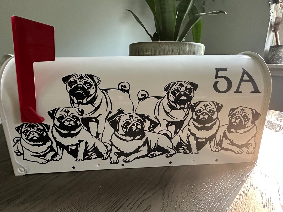 Custom White and Black Pug Mailbox - Etsy