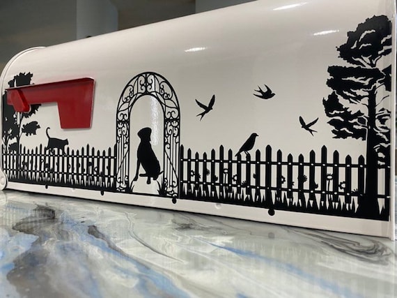 Custom White Dog and Cat Yard Mailbox | Etsy