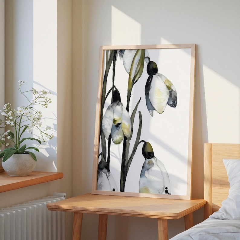 Snowdrop Wall Art Print | Spring Flower Botanical Illustration ...