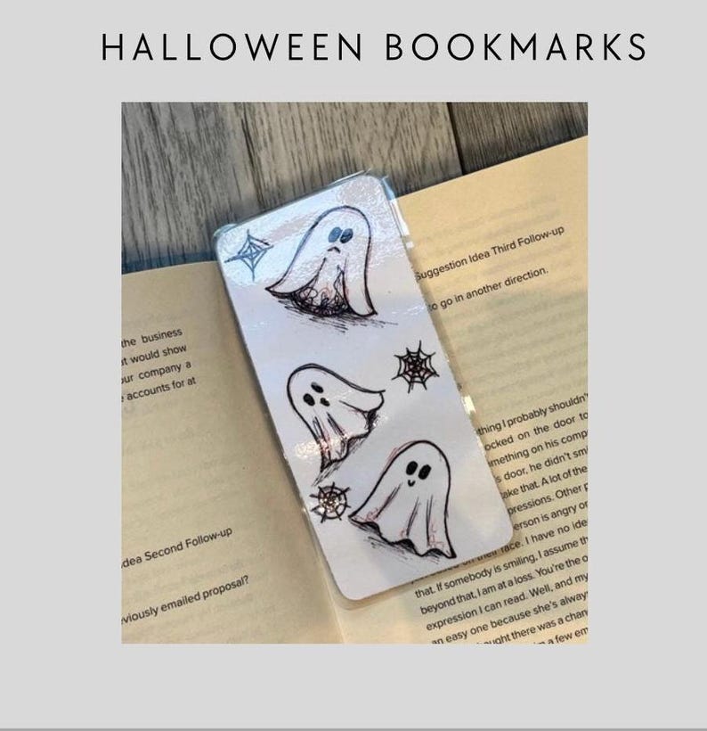 Boo-marks: Hand Drawn Waterproof Halloween Bookmarks - Etsy