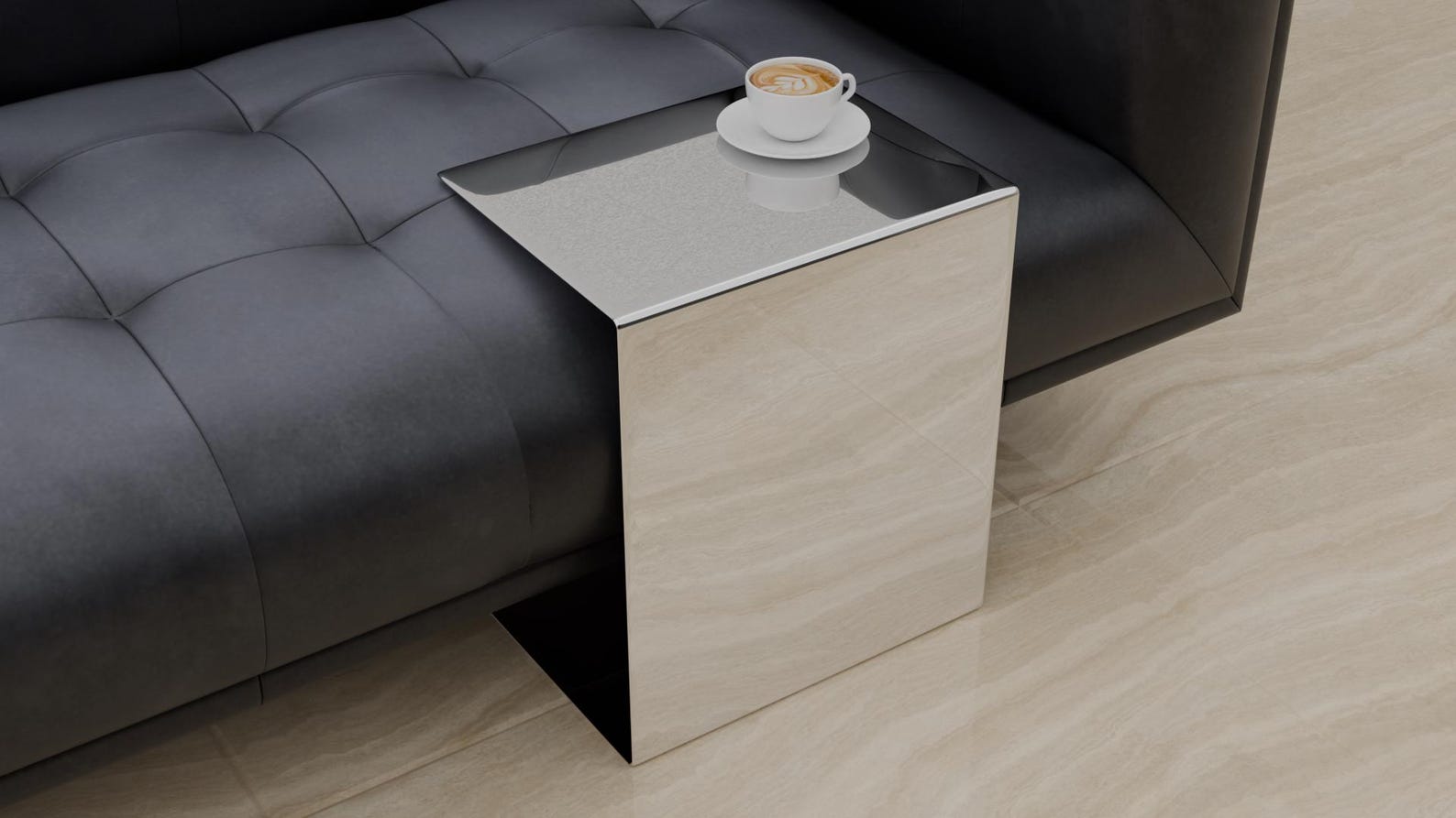 Polished Stainless Steel C Table: Minimalist Industrial End Table - Etsy