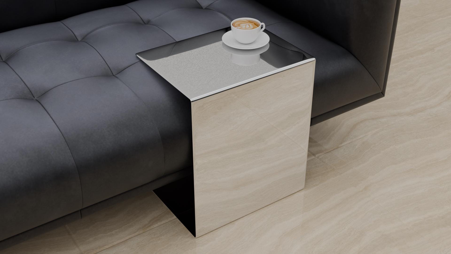 Polished Stainless Steel C Table: Minimalist Industrial End Table - Etsy