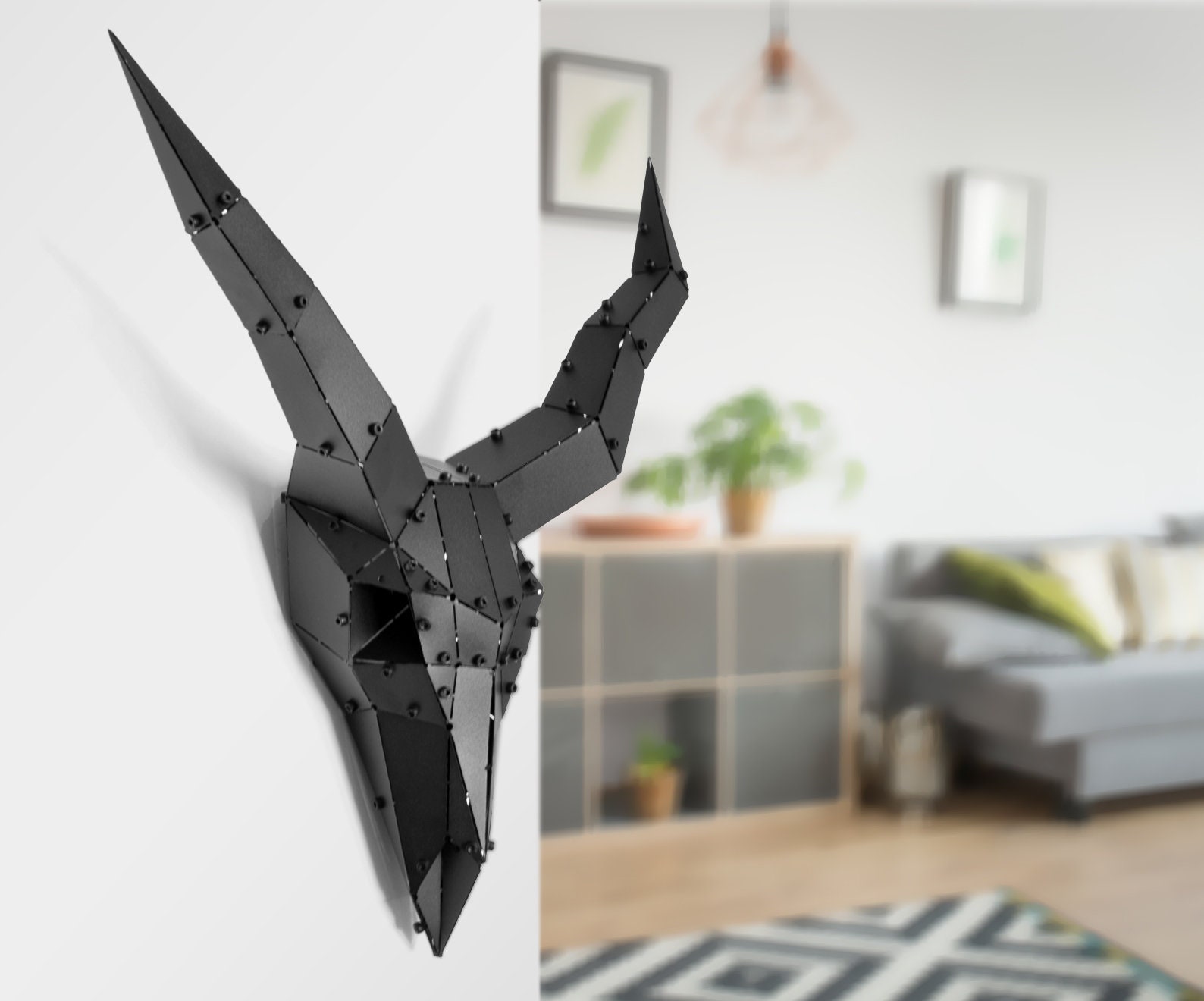 3D Metal Art Wall Decor, Skull Sculpture, Geometric Modern Home Decor ...