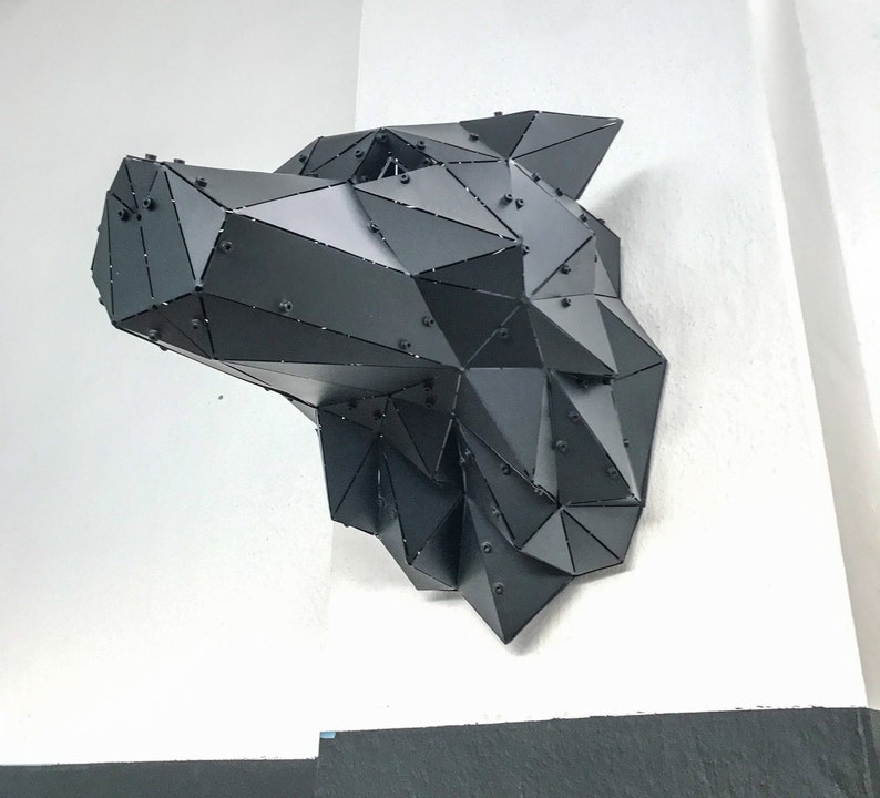 3D Metal Wolf Head Wall Art: Geometric Sculpture,wolf Statue - Etsy