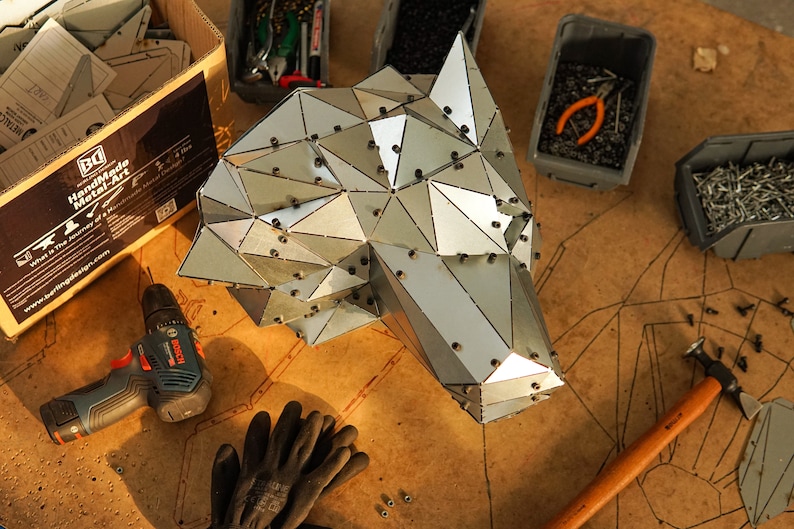 3D Metal Wolf Head Wall Art: Geometric Sculpture,wolf Statue - Etsy