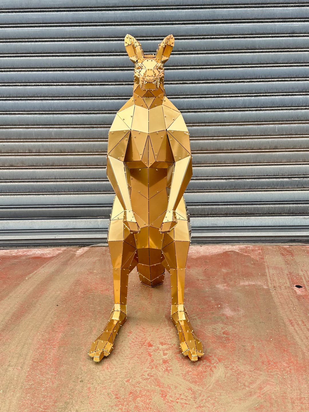 Large Metal Kangaroo Sculpture, Geometric Kangaroo Statue, Modern ...