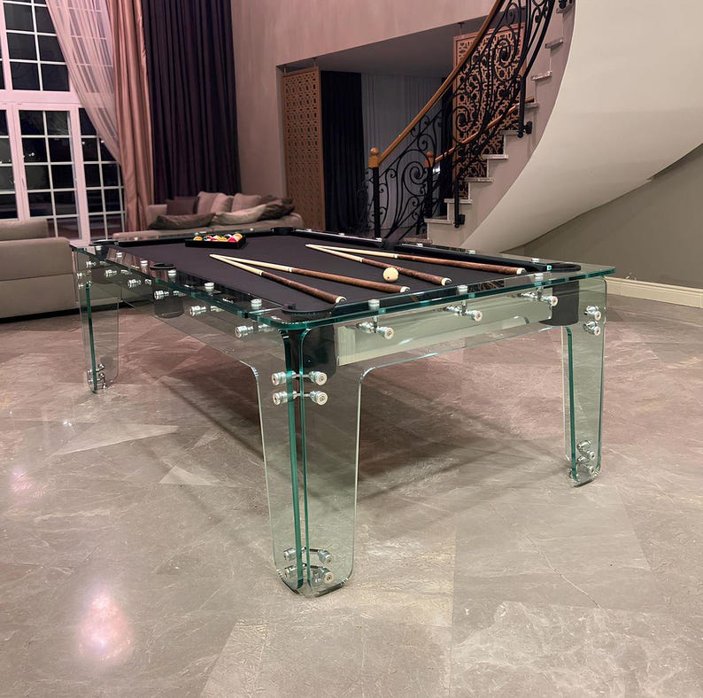 Handmade Tempered Glass Billiard Table: Modern Luxury Design - Etsy