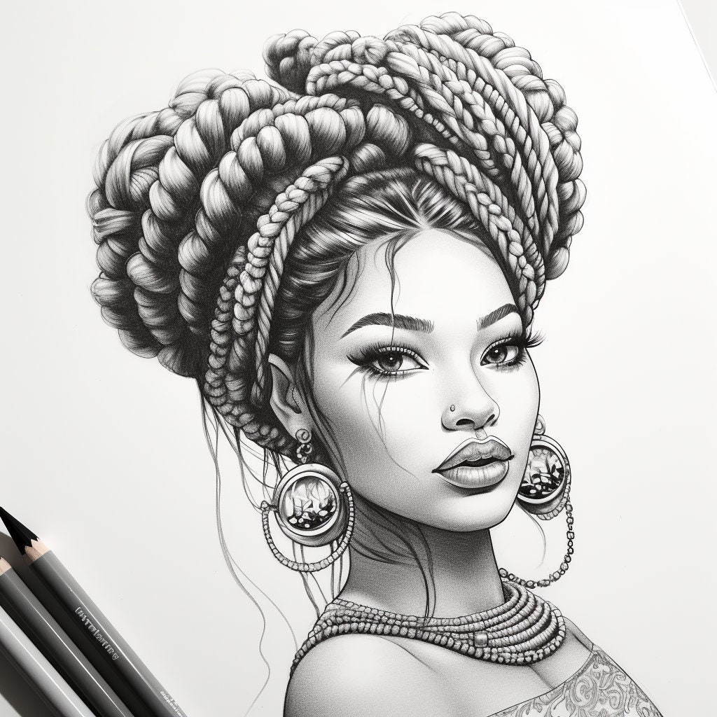 Empowered Braids Coloring Book - Instant Downloads Over 40 Images - Etsy