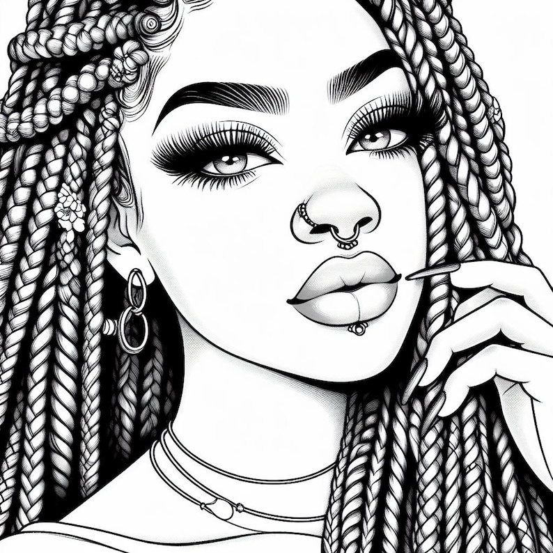 Empowered Braids Coloring Book - Instant Downloads Over 40 Images - Etsy