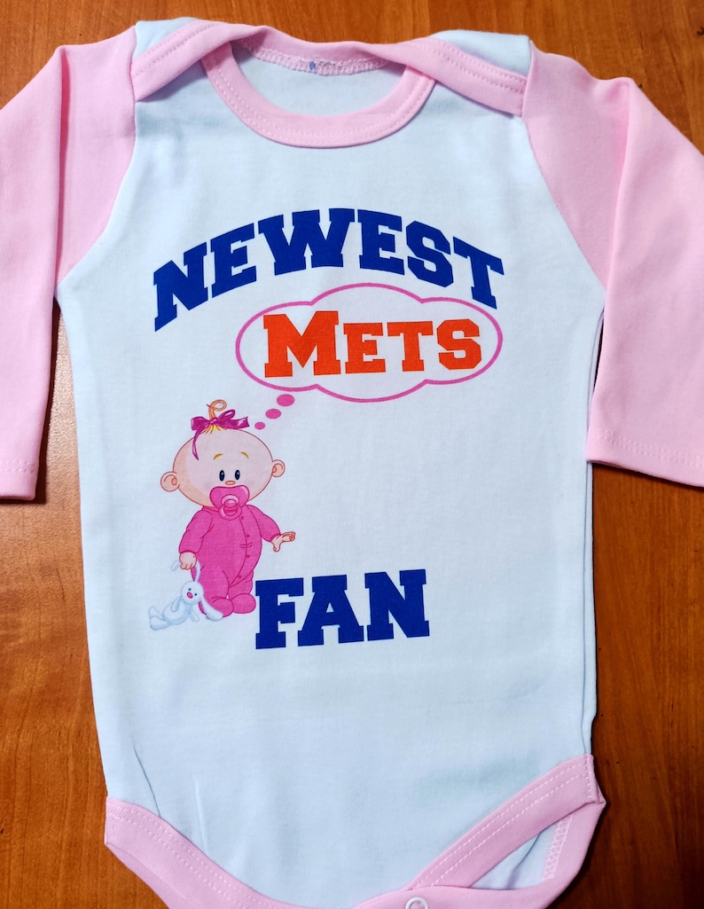 Newest Mets МЛ PINK PERSONALISED Name and Number on Back Baby Body ...