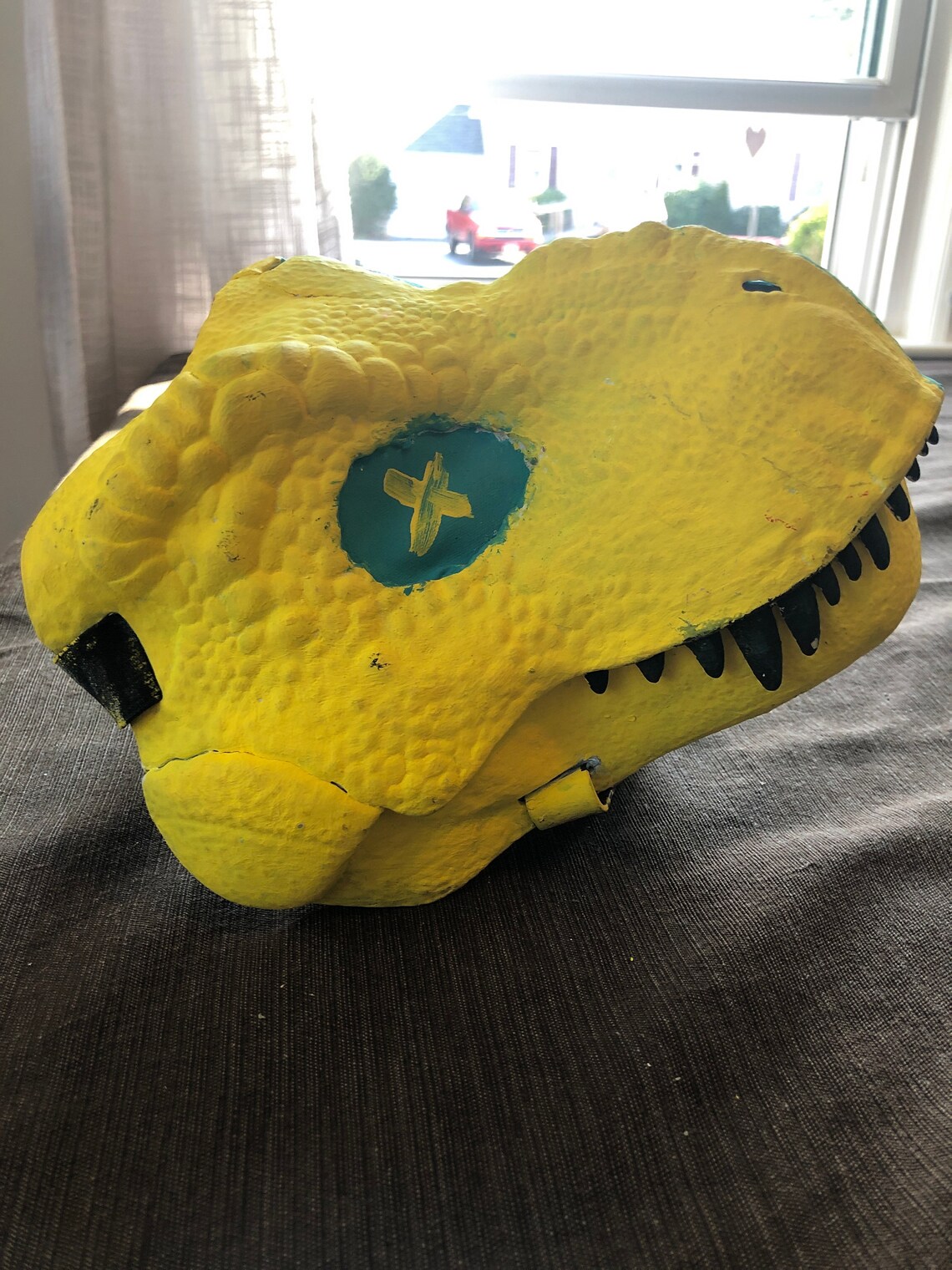 Blue and Yellow Dino mask | Etsy
