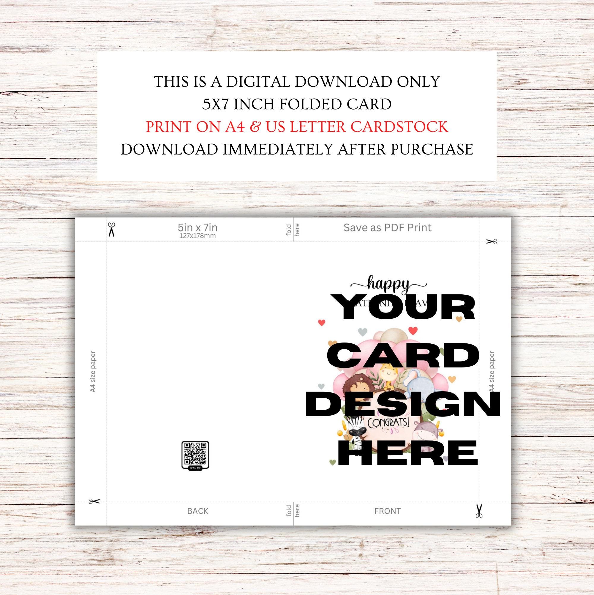 Monogram Letter A Card Digital Download | for Most Occasions. Size 5 X ...